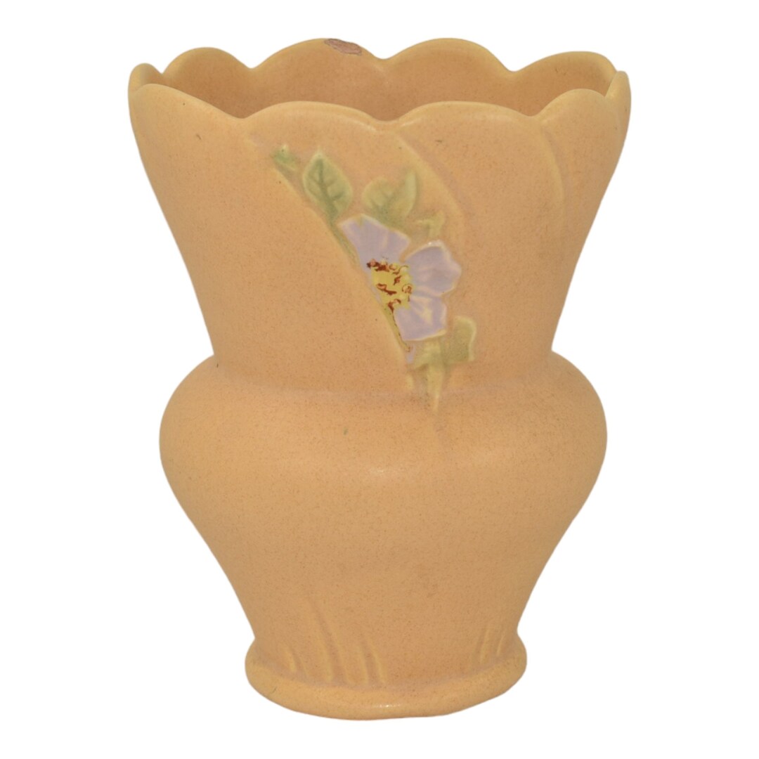 Weller Blossom 1930s Vintage Art Pottery Orange Scalloped Ceramic Vase ...