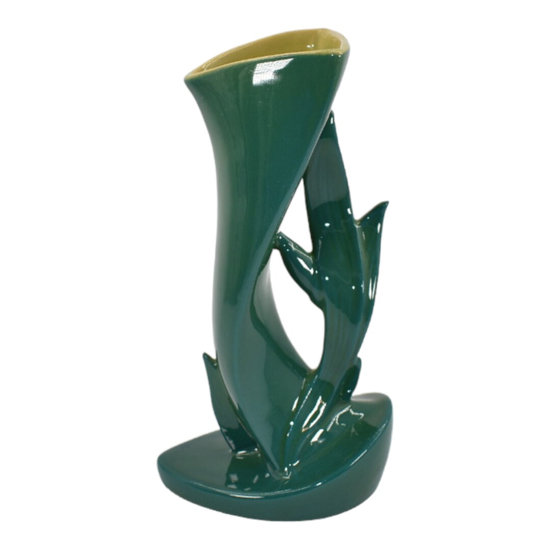 Roseville Mayfair Green 1952 Vintage Art Deco Pottery Ceramic Flower ...