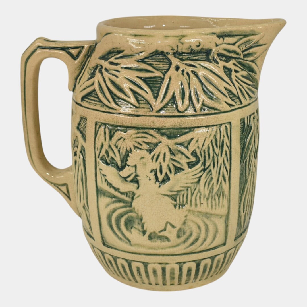 Weller Zona 1920s Vintage Art Pottery Duckling Cream and Green Ceramic ...