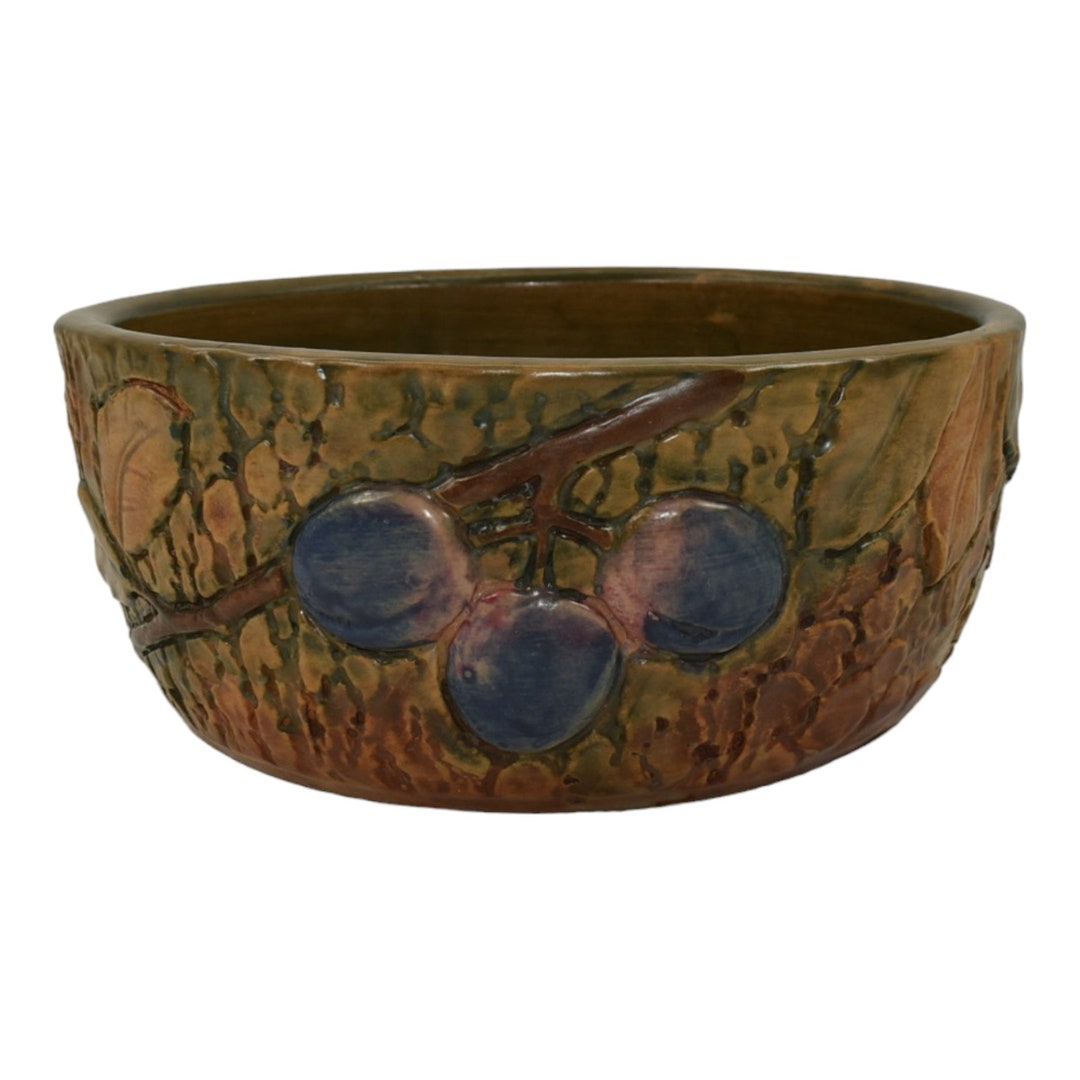 Weller Woodcraft 1920s Vintage Art Pottery Blue Plums Ceramic Bowl - Etsy