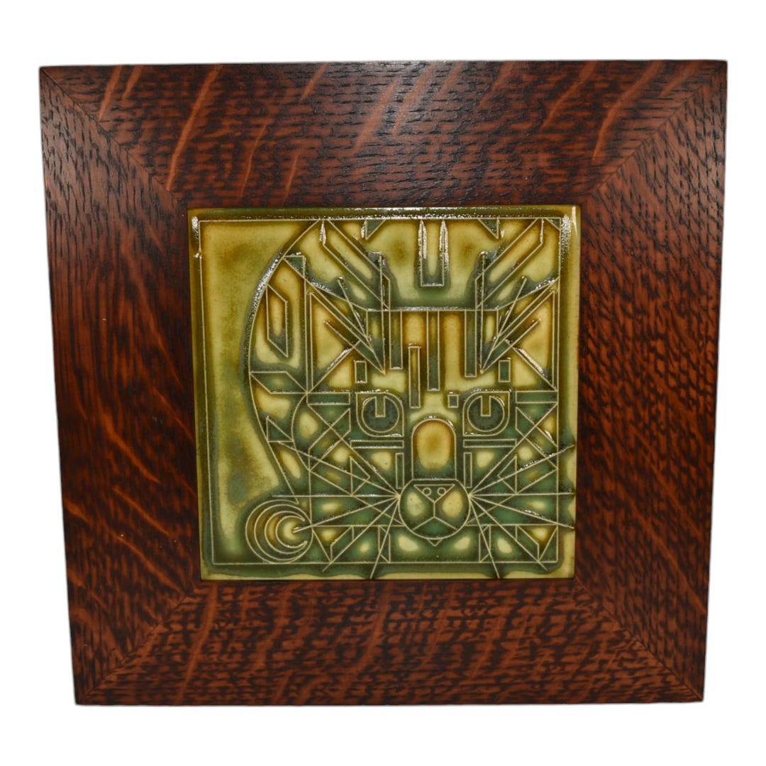 Motawi Tileworks Art Pottery Yellow and Green Geometric Cat Ceramic ...