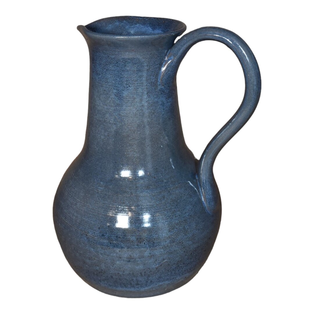 Pine Ridge Sioux Dakota Art Pottery Hand Made Blue Ceramic Pitcher ...