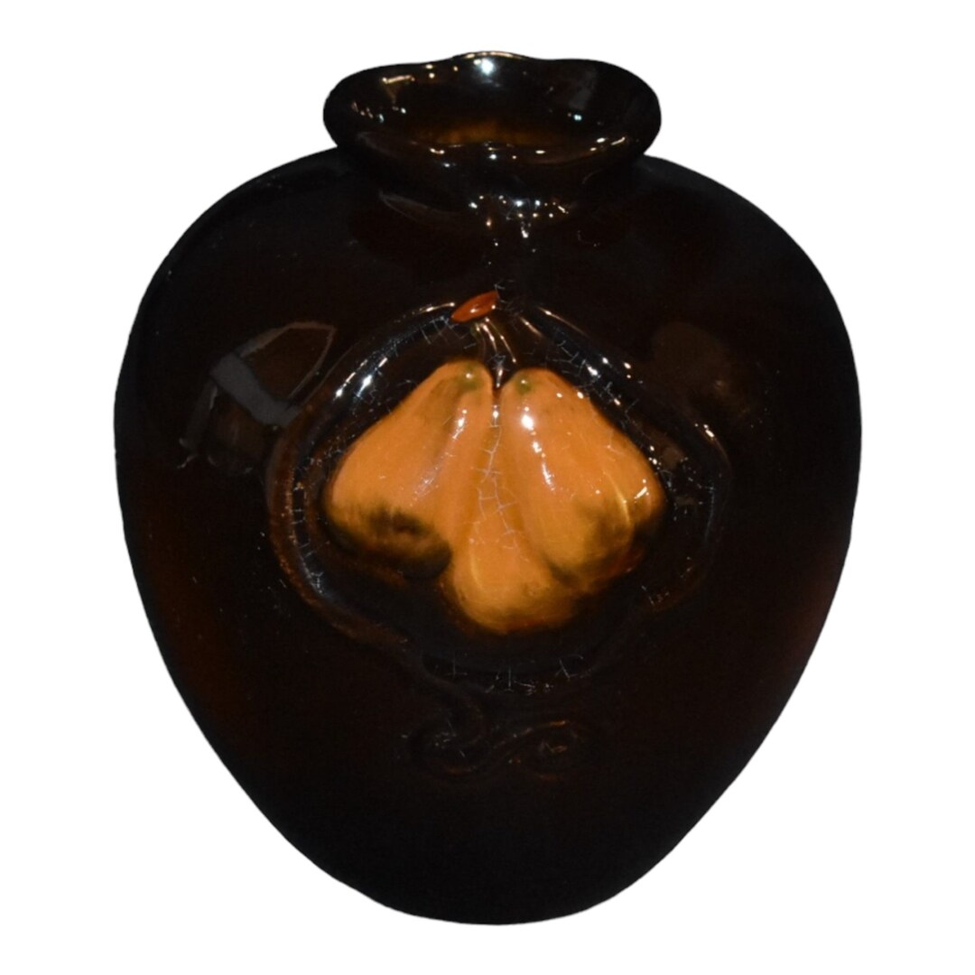 Weller Floretta 1904 Antique Art Pottery Yellow Pears Brown Ceramic ...