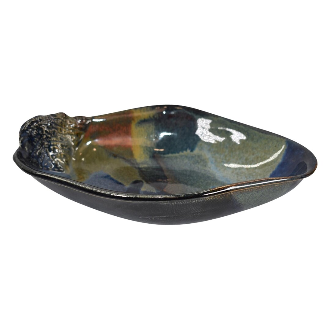 JT Abernathy Studio Art Pottery Hand Made Mottled Blue Oblong Ceramic ...