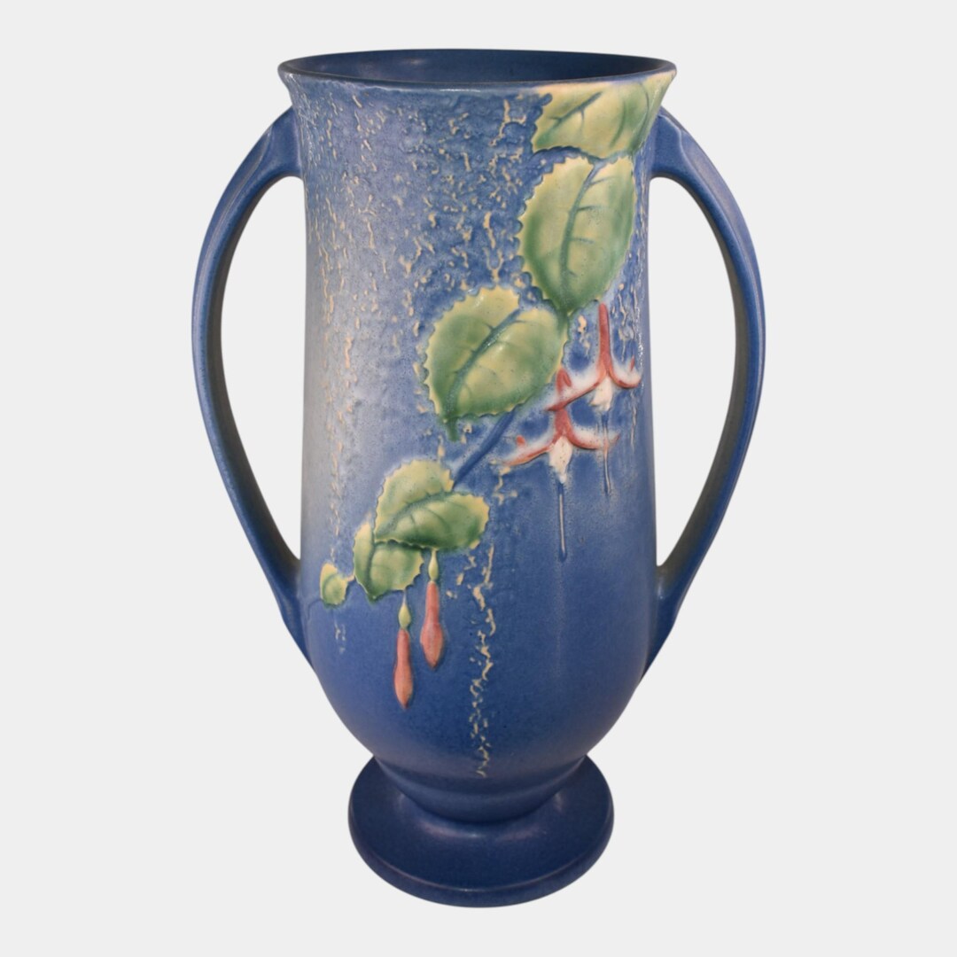 Roseville Fuchsia Blue 1938 Vintage Art Pottery Tall Ceramic Vase 903 ...
