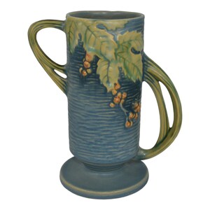 Roseville Bushberry Blue 1941 Vintage Art Pottery Ceramic Vase 32-7 - Etsy