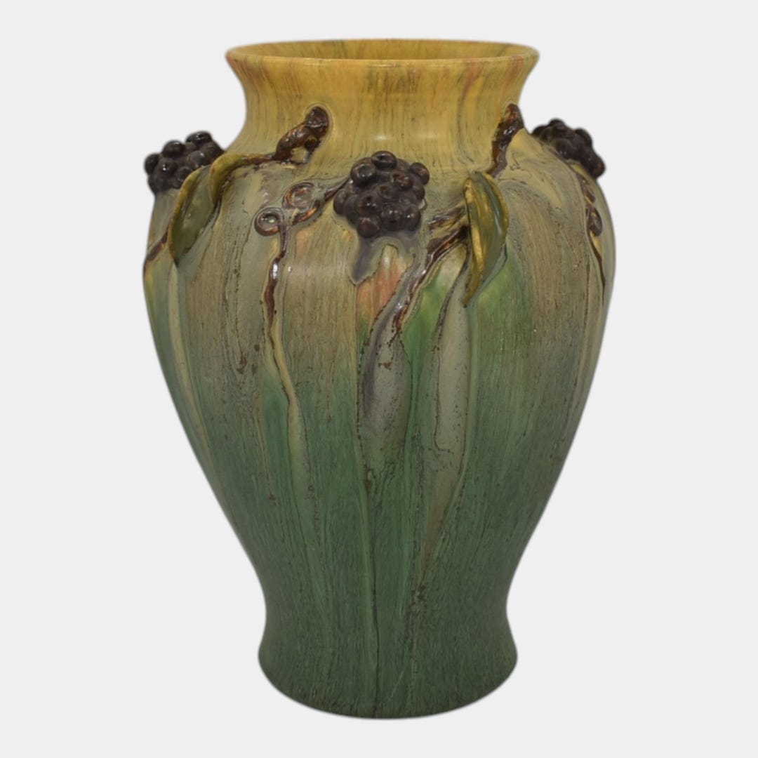 Ephraim Faience 2010 Hand Made Pottery Green Yellow Dewberry Ceramic ...