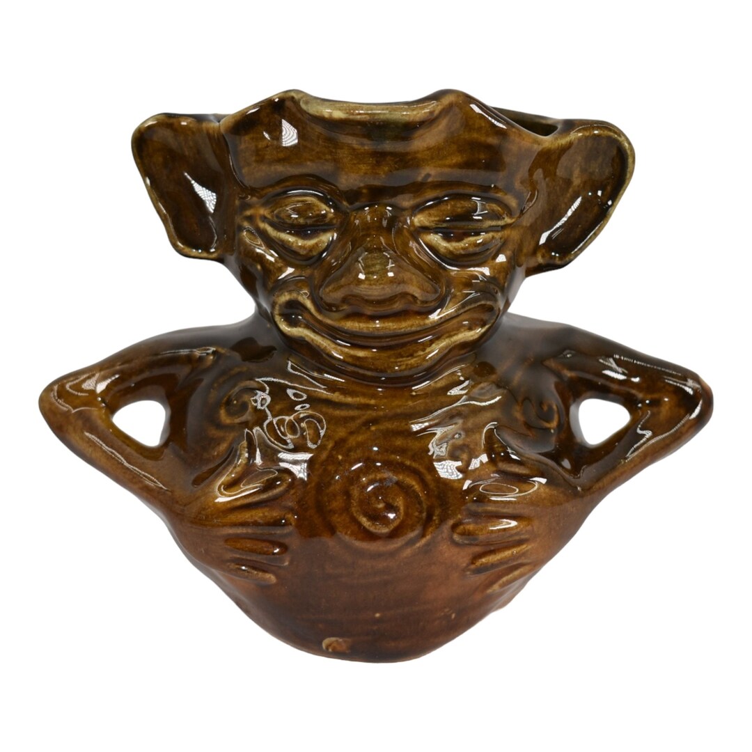 Vance Faience Early 1900s Vintage Art Pottery Brown Majolica Monkey ...