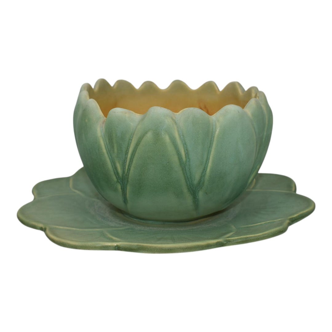Weller Pumila 1920s Vintage Art Pottery Green Ceramic Water Lily ...