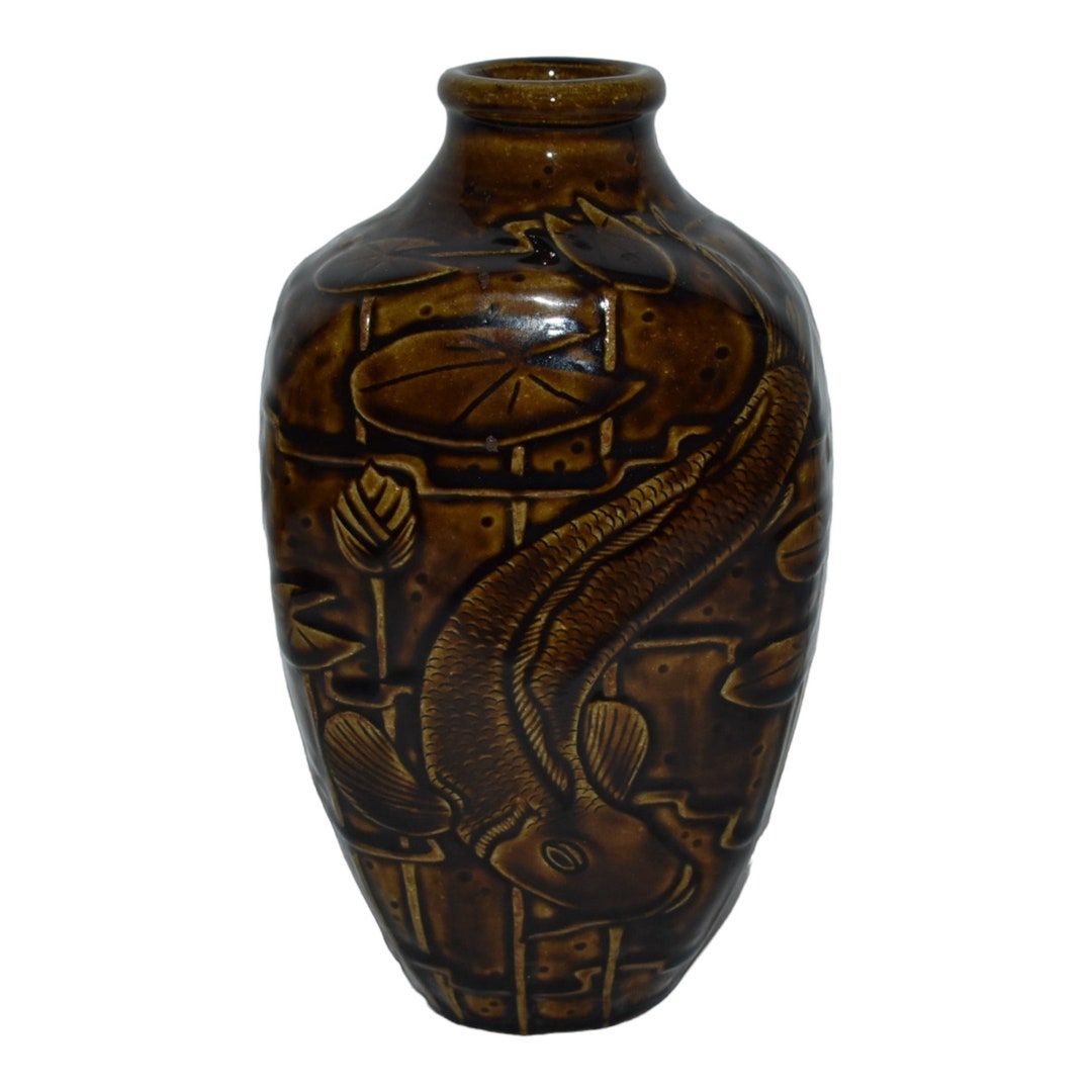 Common Ground Eric Olson Hand Made Studio Pottery Brown Koi Lily Pad 9 ...
