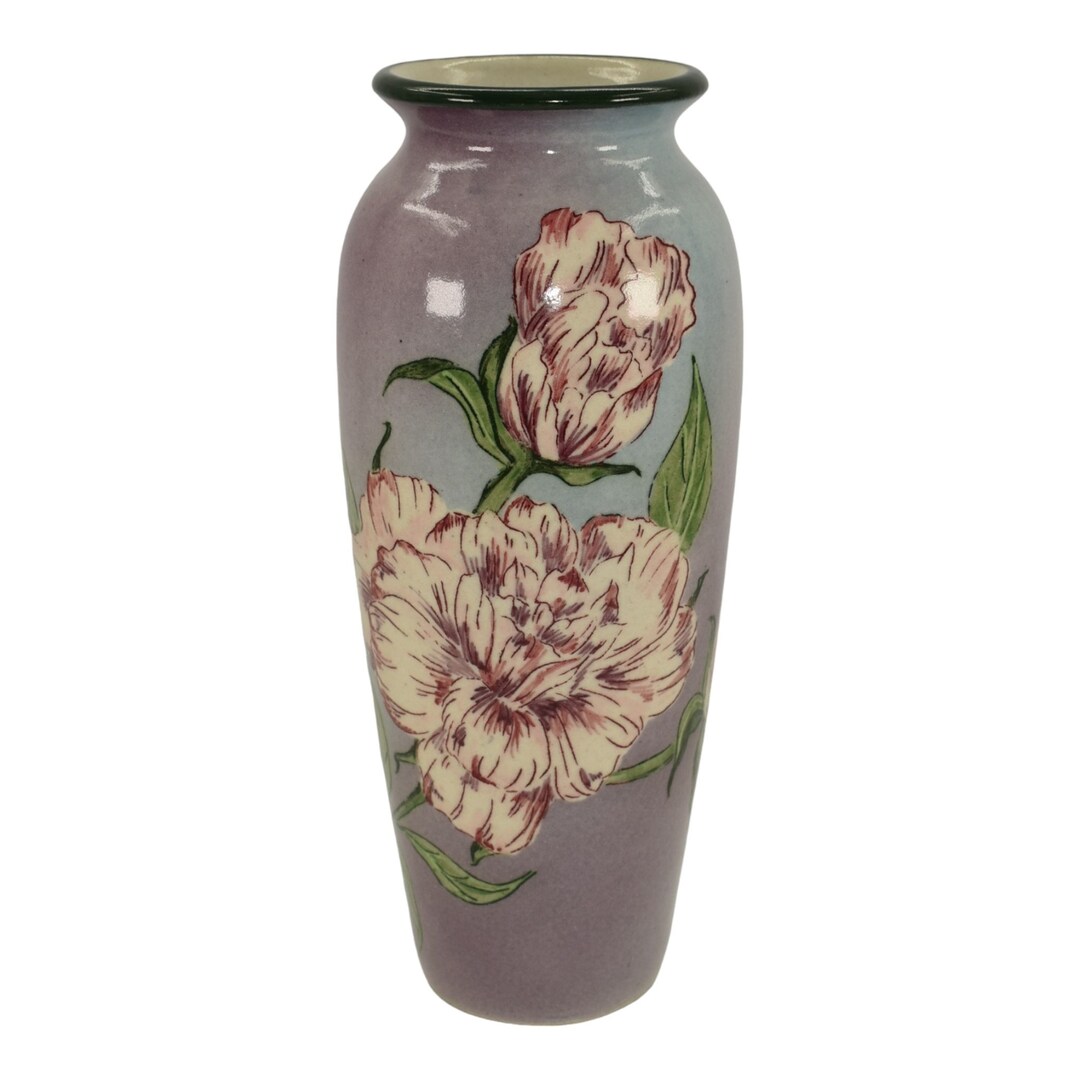 Santa Barbara Ceramic Design 1981 Art Pottery Hand Painted Floral Blue ...