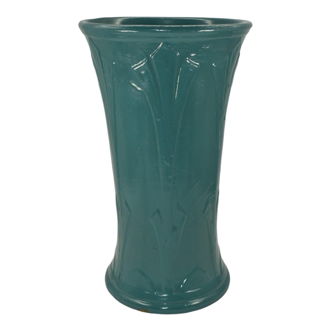 Robinson Ransbottom 1930s Vintage Ohio Pottery Blue Ceramic Floor Vase ...