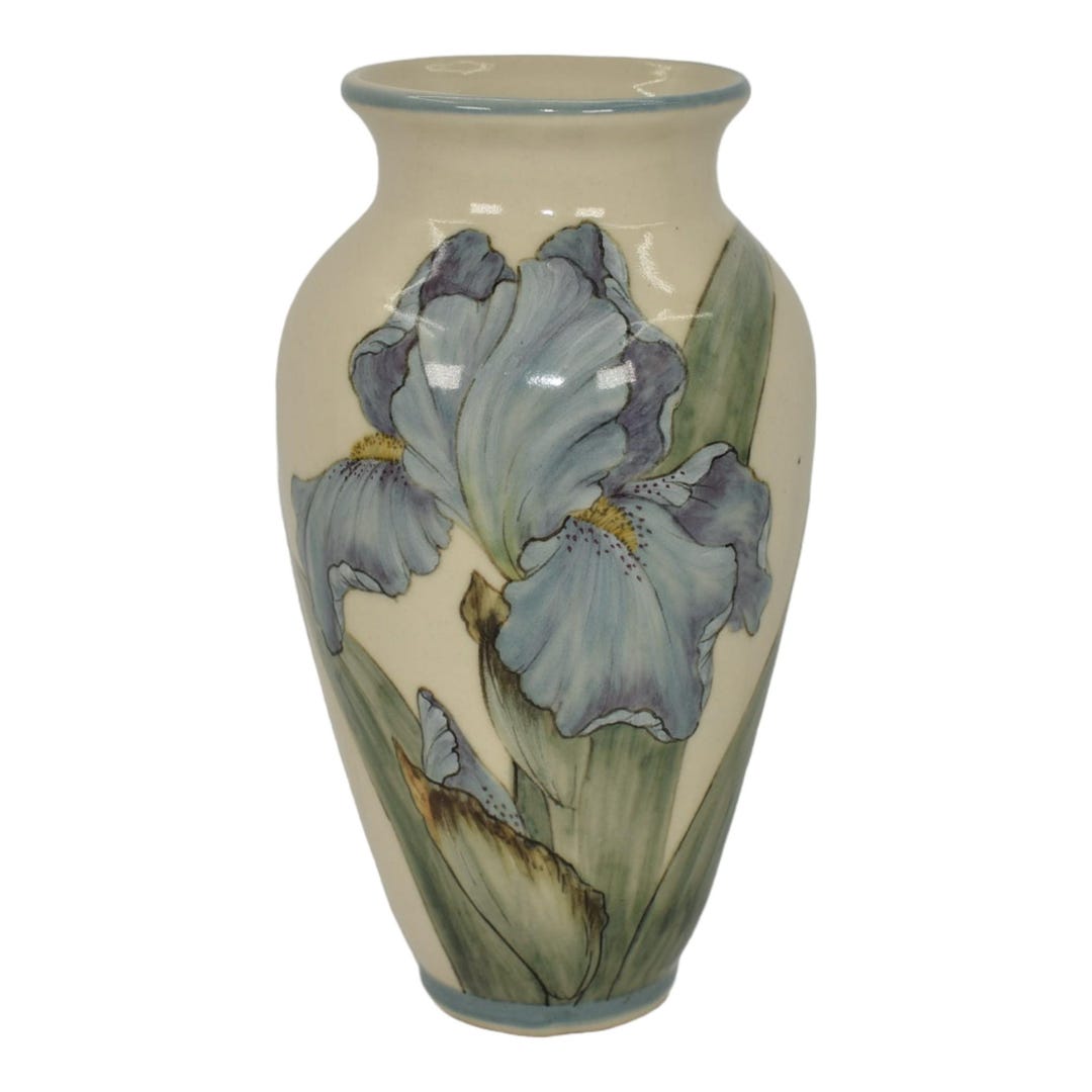 Santa Barbara Ceramic Design 1986 Art Pottery Hand Painted Iris Vase ...