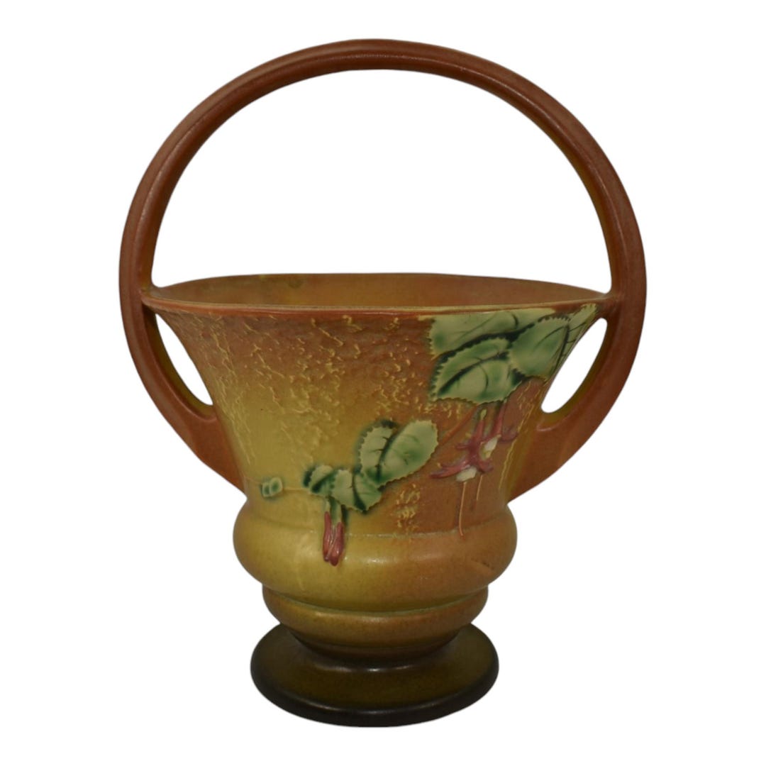 Roseville Fuchsia Brown 1938 Vintage Art Pottery Ceramic Basket 351-10 ...