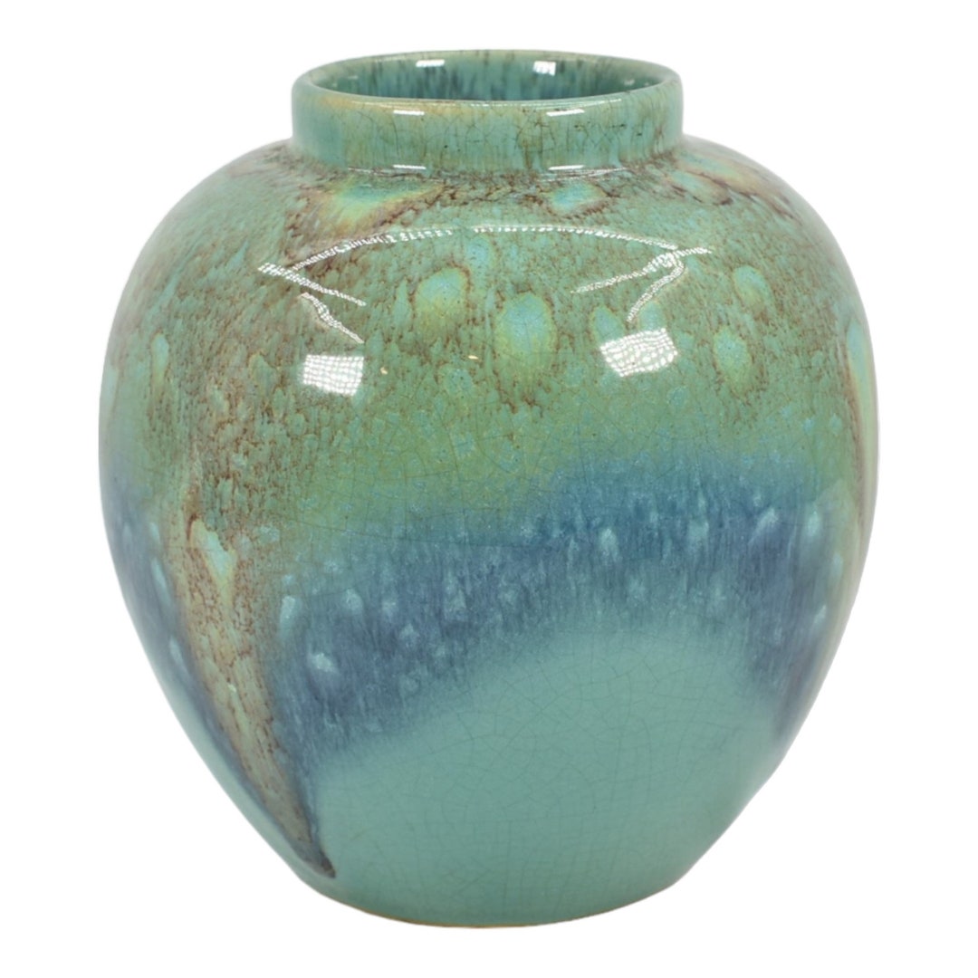 Weller 1920s Vintage Art Deco Pottery Blue Green Brown Ceramic Factory ...