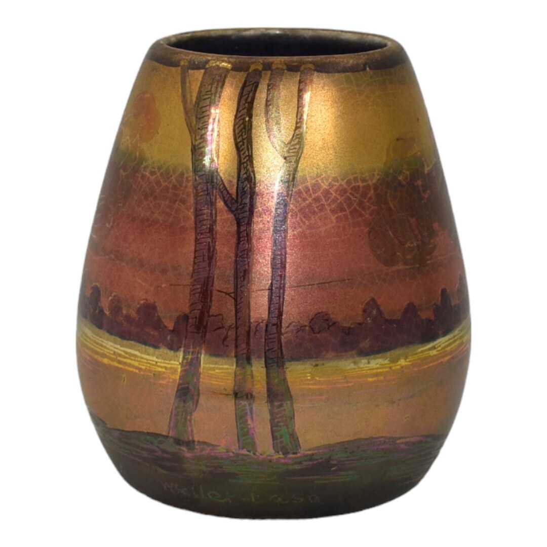 Weller Lasa 1920s Art Nouveau Pottery Luster Glaze Scenic Trees and ...
