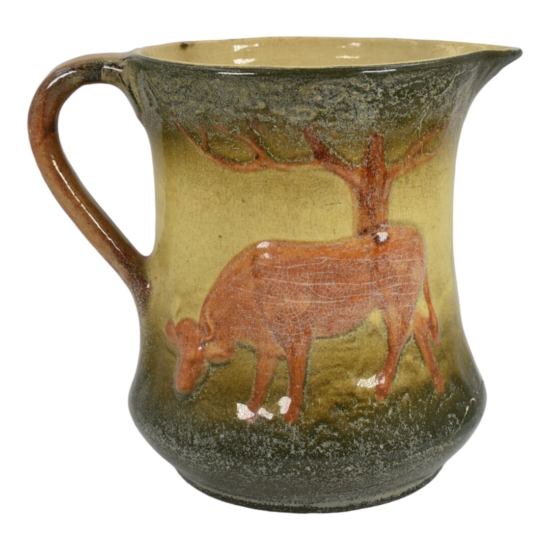 Roseville Early Ware 1910-16 Antique Pottery Brown Cow Green Ceramic ...