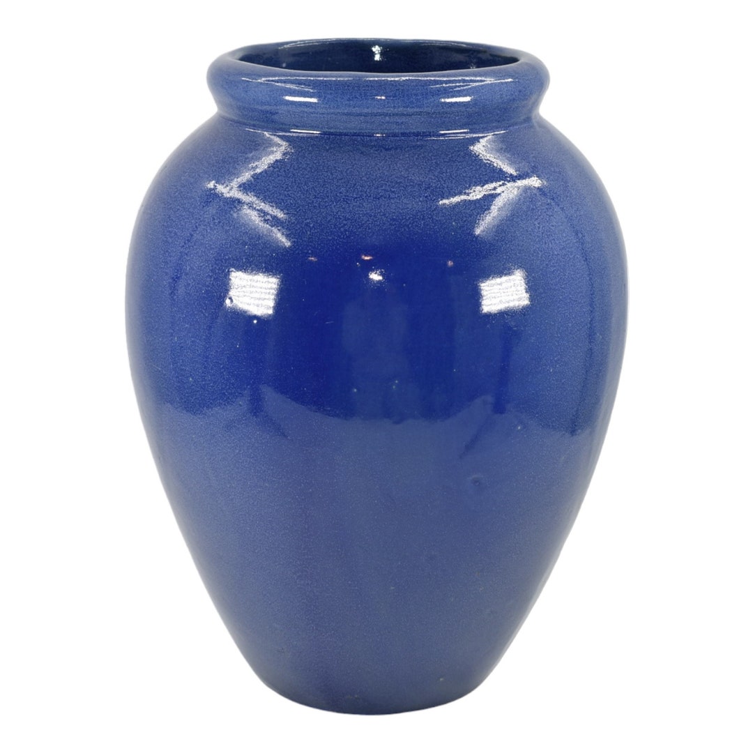 Mccoy 1930s Art Deco Pottery Cobalt Blue Oil Jar Stoneware - Etsy