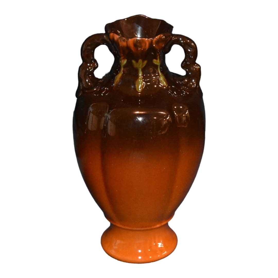 Weller Floretta 1904 Antique Art Pottery Floral Brown Ceramic Handled ...