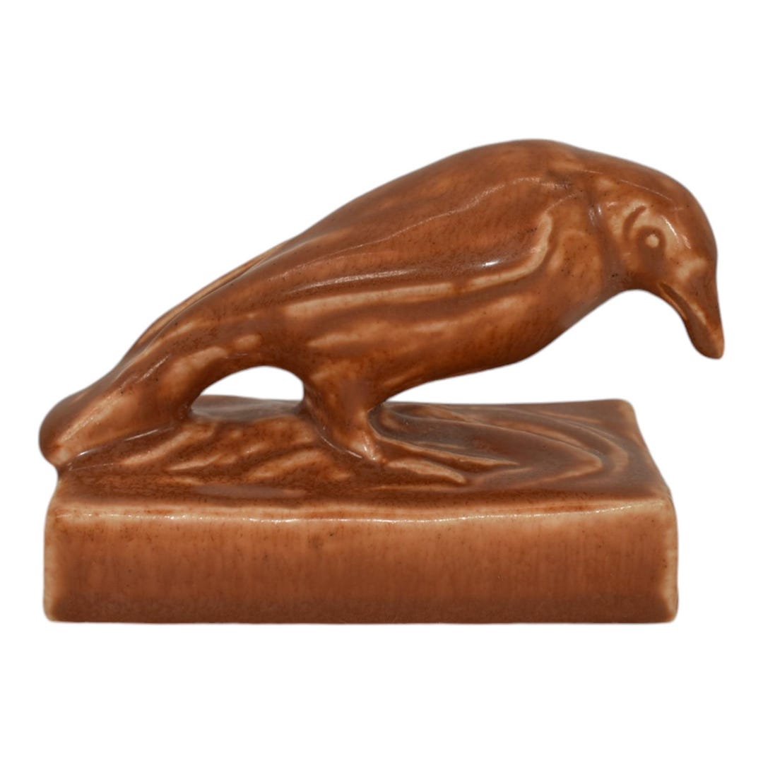 Rookwood 1927 Vintage Art Pottery Brown Ceramic Rook Paperweight ...