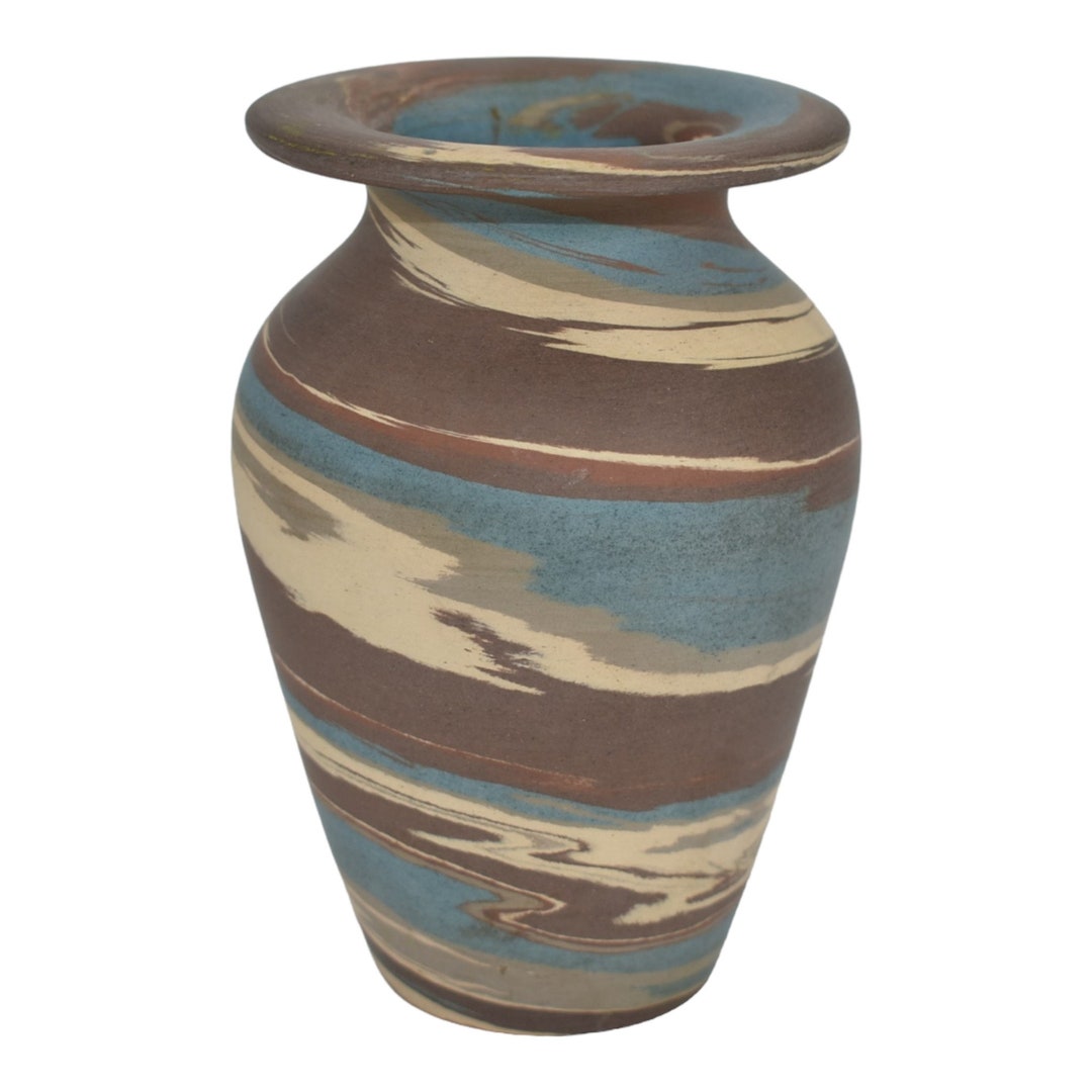 Niloak Mission Swirl 1925-30s Art Pottery Brown Blue Flaring Rim 4 Vase ...