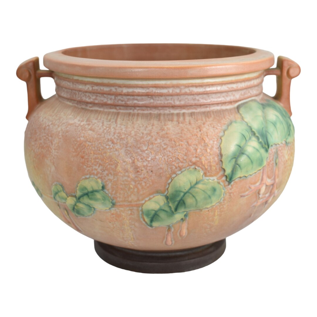 Roseville Fuchsia Brown 1928 Vintage Pottery Ceramic Jardiniere Planter ...