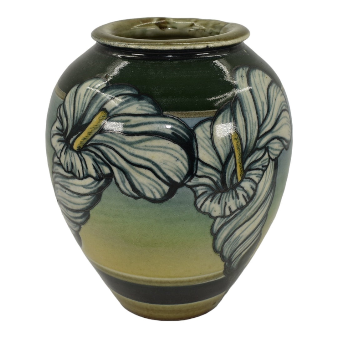 Santa Barbara Ceramic Design 1979 Pottery Floral Green Hand Painted ...