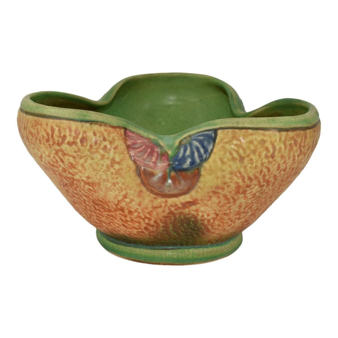 Weller Patra 1930s Vintage Art Pottery Brown and Green Three Lobed ...