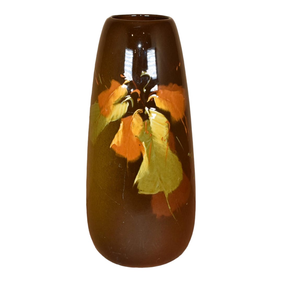Owens Utopian 1900s Vintage Art Pottery Hand Painted Leaves Factory Lamp Vase S6 - Etsy