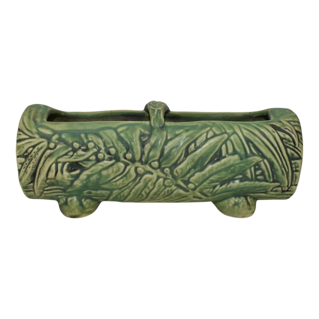 Weller Marvo 1920s Vintage Art Pottery Green Footed Ceramic Log Planter ...