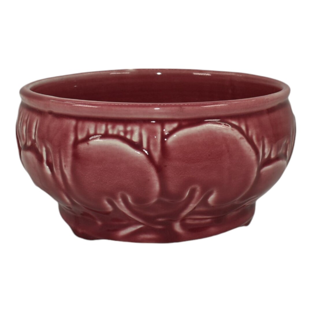 Weller Vintage Art Pottery High Glaze Red Large Leaf Mushroom Bowl ...