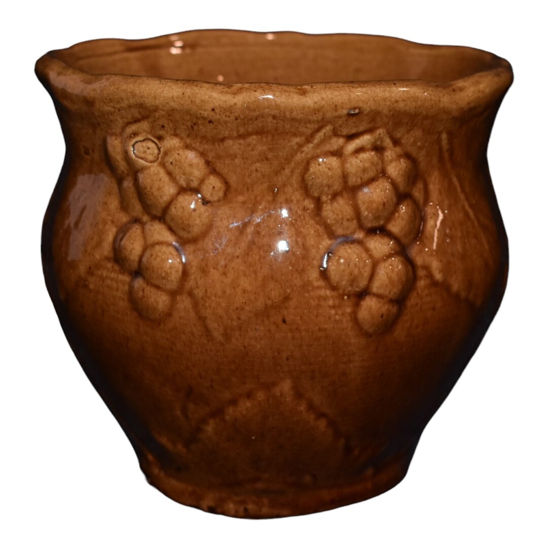 Brush Mccoy 1917 Antique Art Pottery Brown Grapes Ceramic Jardiniere ...