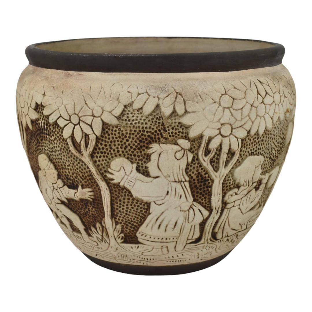 Weller Burntwood 1910s Vintage Art Pottery Dechiwo Children Ceramic ...