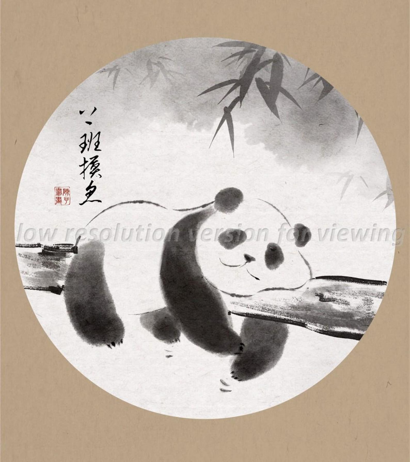 Cute Panda Painting Set (3) - Traditional Chinese Ink Art - Etsy