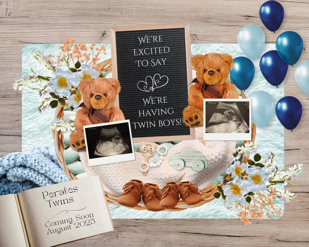 Twin Boy Gender Reveal - Etsy