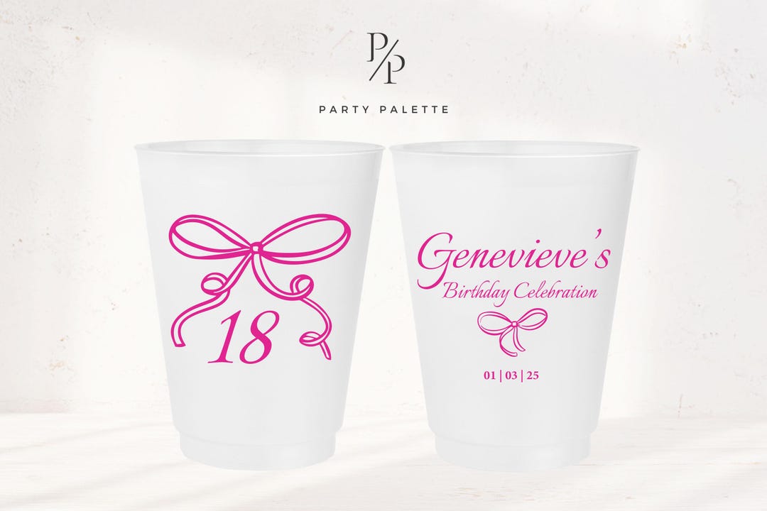 Elegant Demure Custom Birthday Cups | Baby Girl Frosted Party Cups ...
