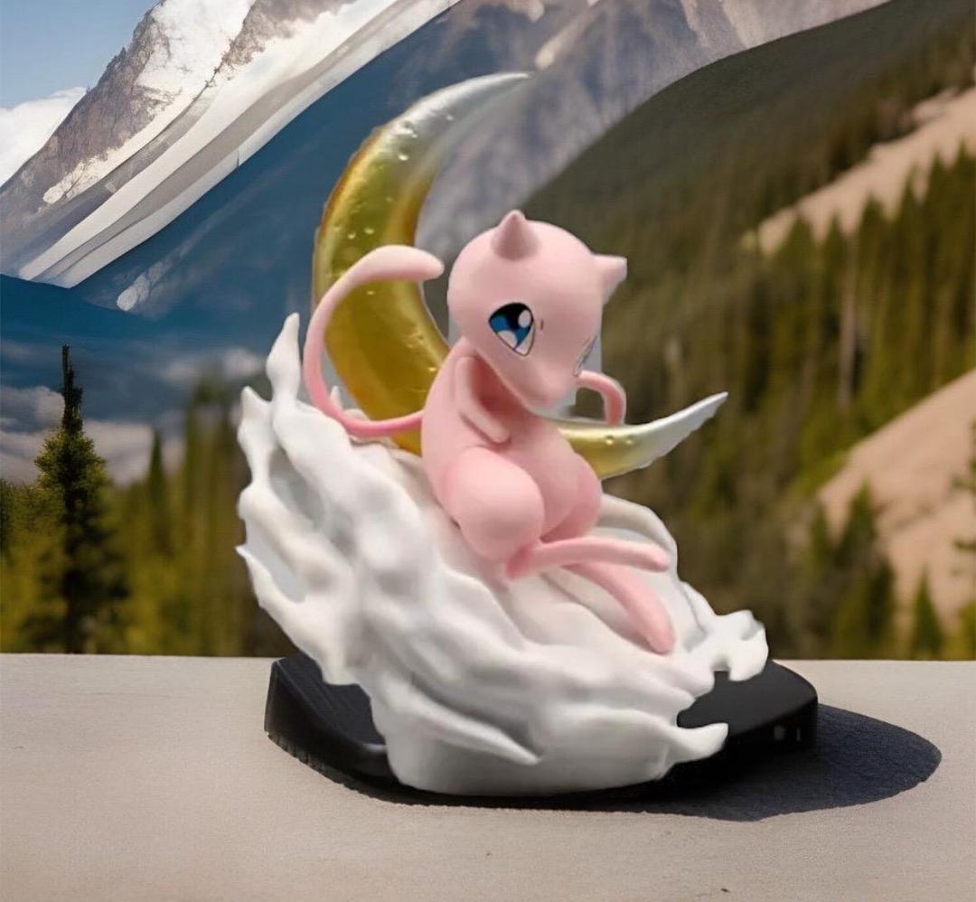 Vintage 2004 14cm Pokemon Anime Action Figure Mew on Moon Scene ...