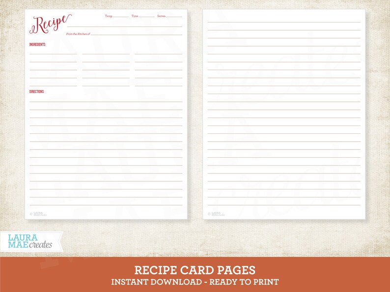 Thanksgiving Cooking Timeline & Recipe Card Meal Planning Printable ...