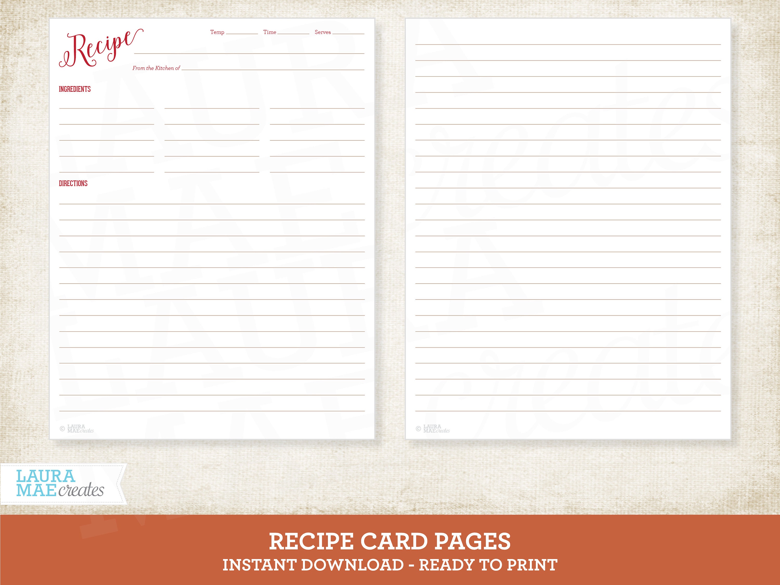 Thanksgiving Cooking Timeline & Recipe Card Meal Planning Printable ...