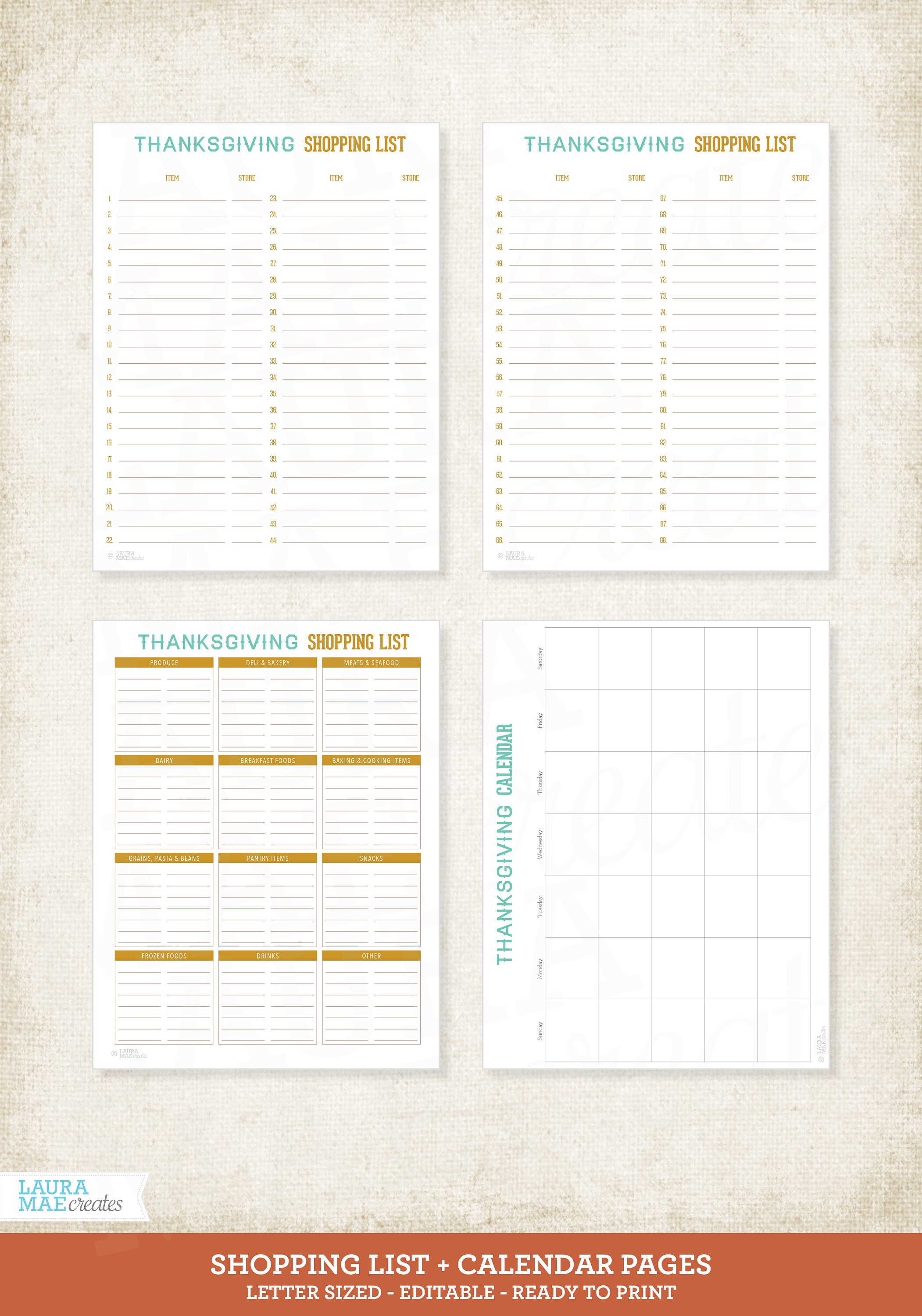 Printable Thanksgiving Planner - 8.5x11 25 Pages, Holiday Planner ...