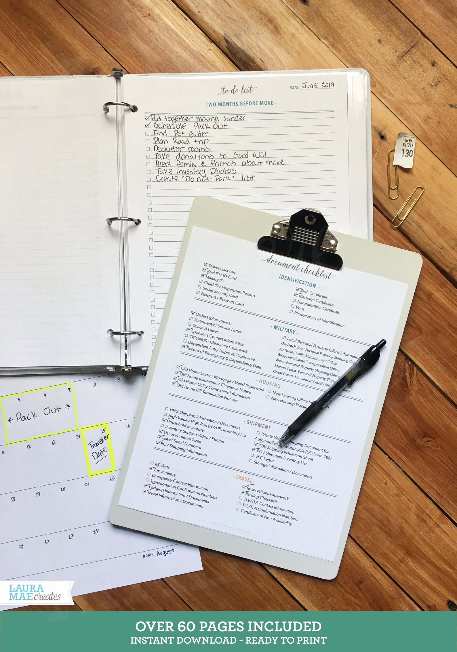 PCS Binder Printable Military Move Binder 8.5x11 60 Pages - Etsy UK