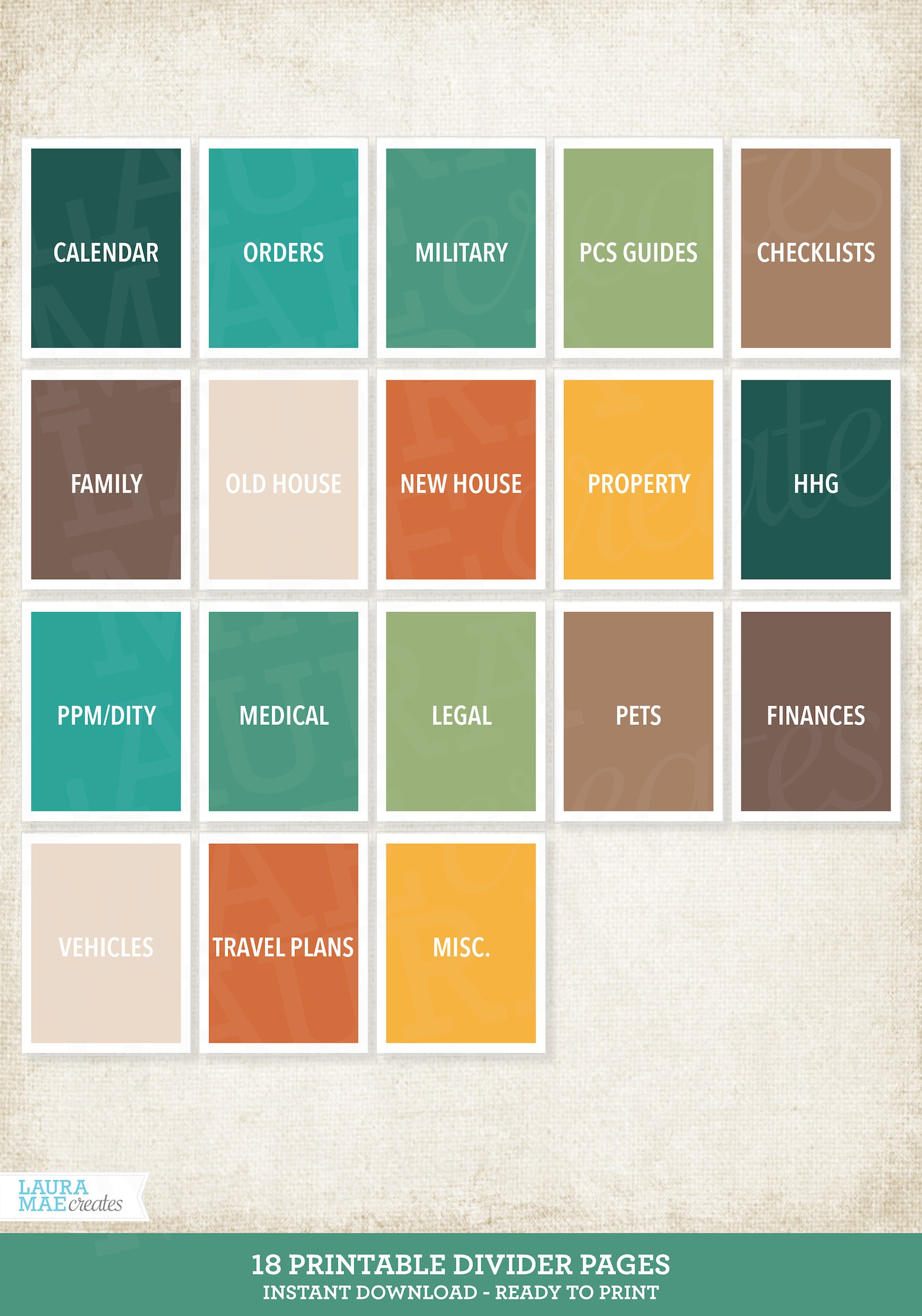 PCS Binder Printable Military Move Binder 8.5x11 60 Pages - Etsy UK