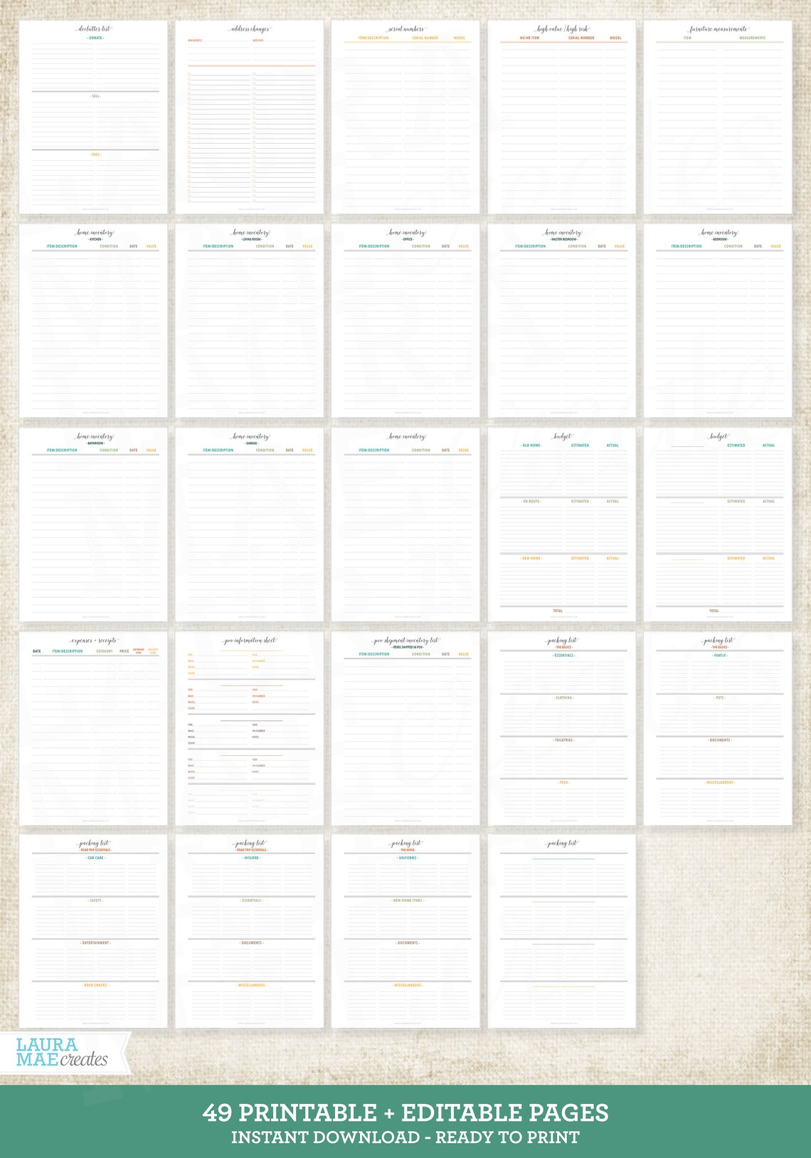 PCS Binder Printable Military Move Binder 8.5x11 60 Pages | Etsy UK
