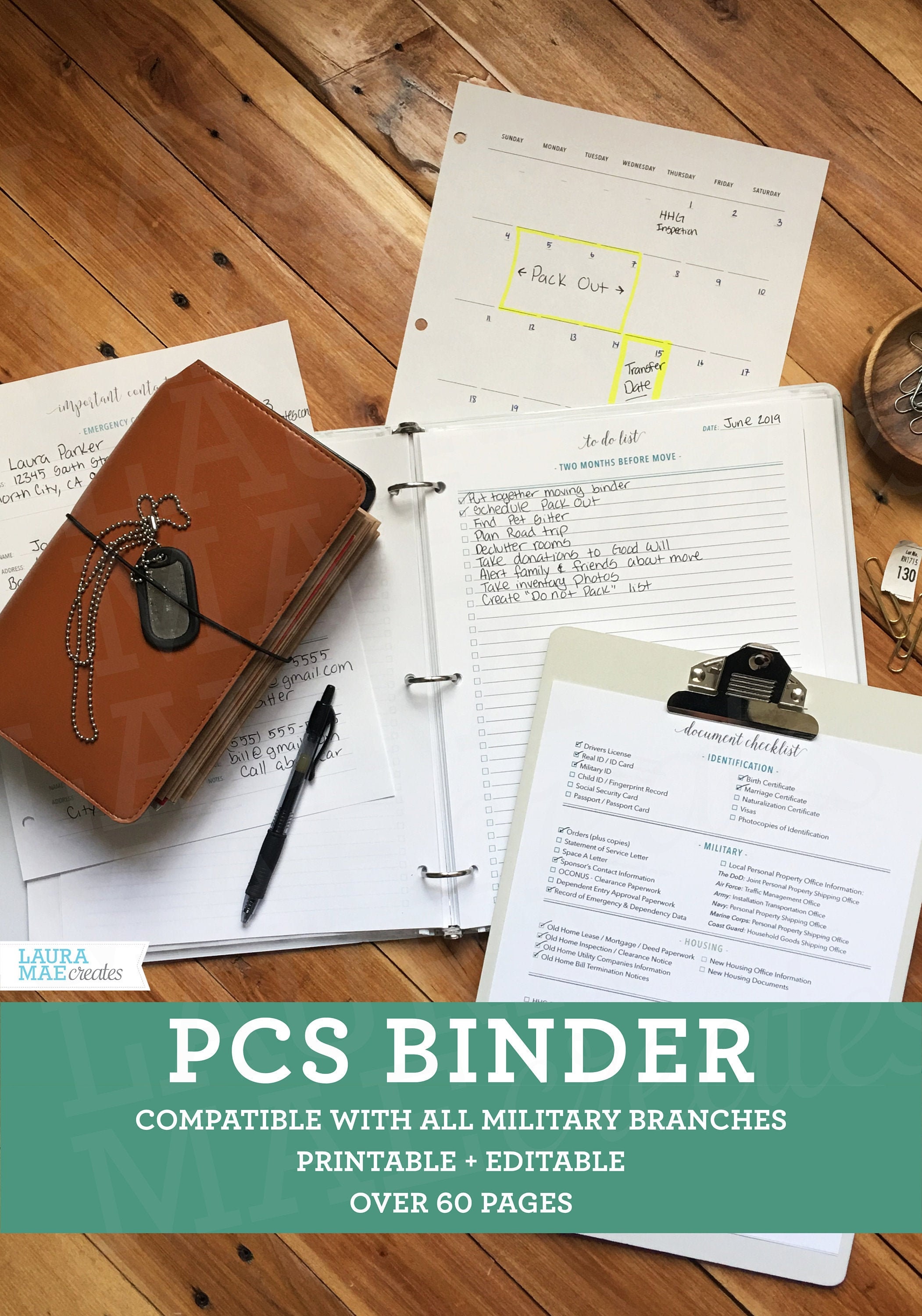 PCS Binder Printable - Military Move Binder, 8.5x11 60+ Pages, Moving ...