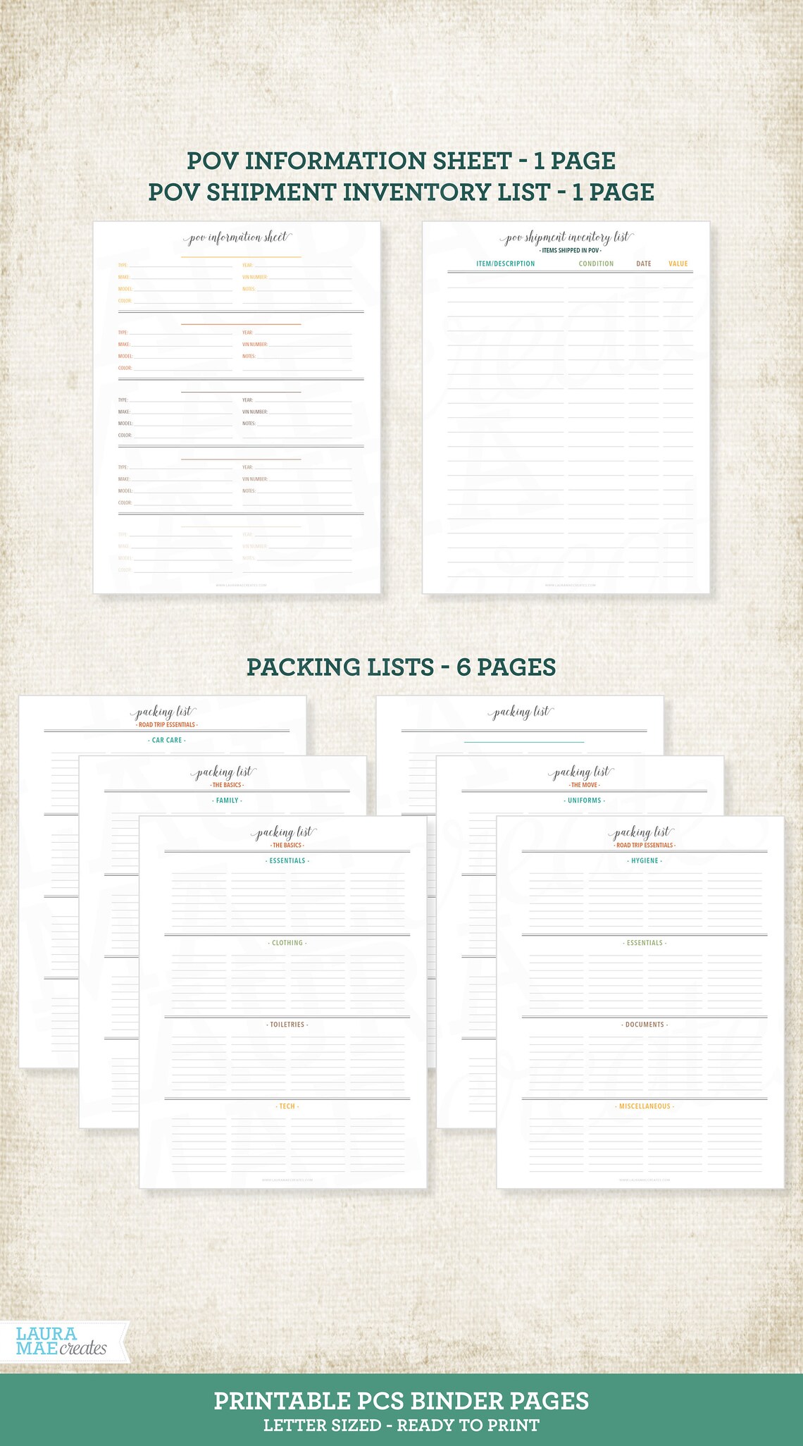 PCS Binder Printable Military Move Binder 8.5x11 60 Pages | Etsy UK