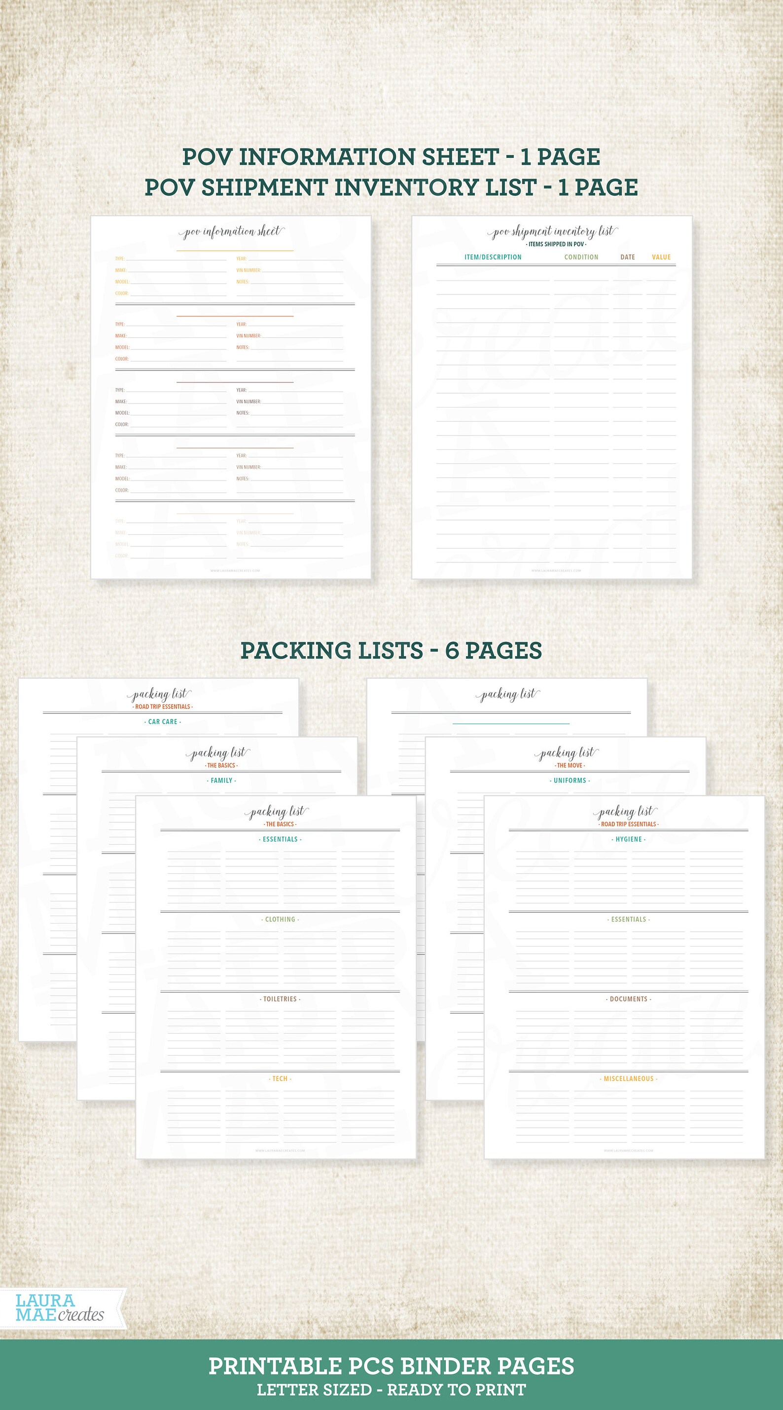 PCS Binder Printable Military Move Binder 8.5x11 60 Pages | Etsy UK