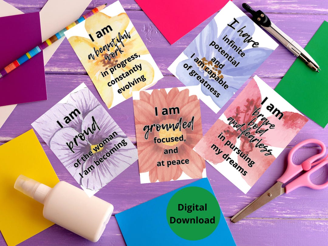 Positive Affirmation Flash Cards for Women: Mindfulness Quotes (PDF) - Etsy