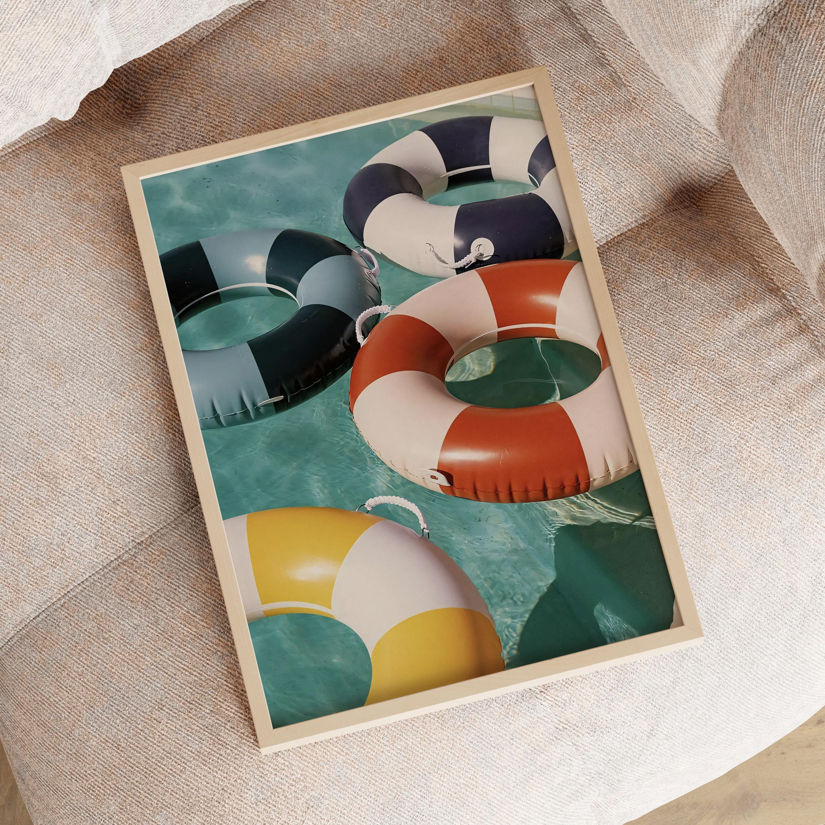 70s Aesthetic Swimming Pool Floats Poster, Retro Summer Wall Art, Pool ...