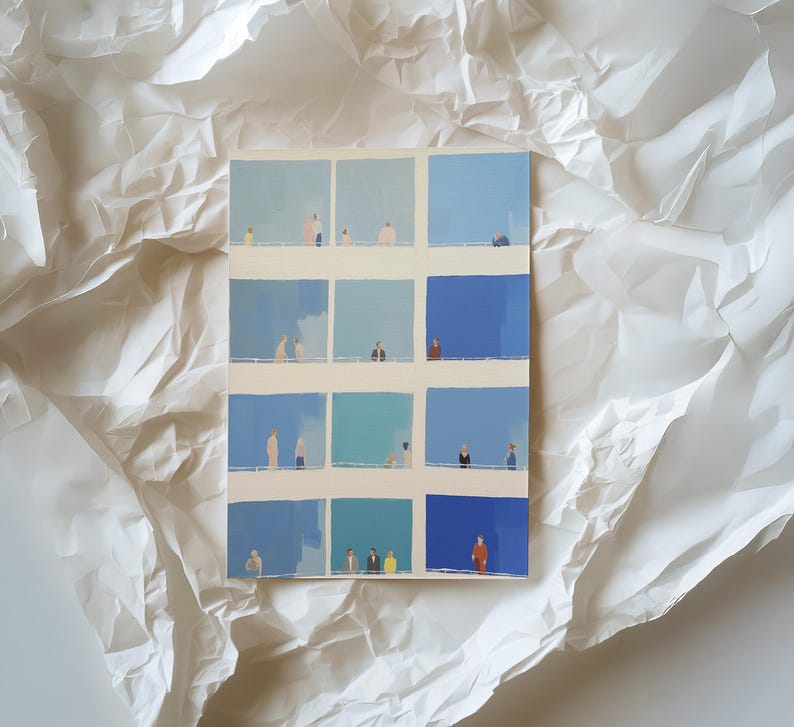 Tiny People Wall Art Geometric Figures Contemporary Artwork Cubicle ...