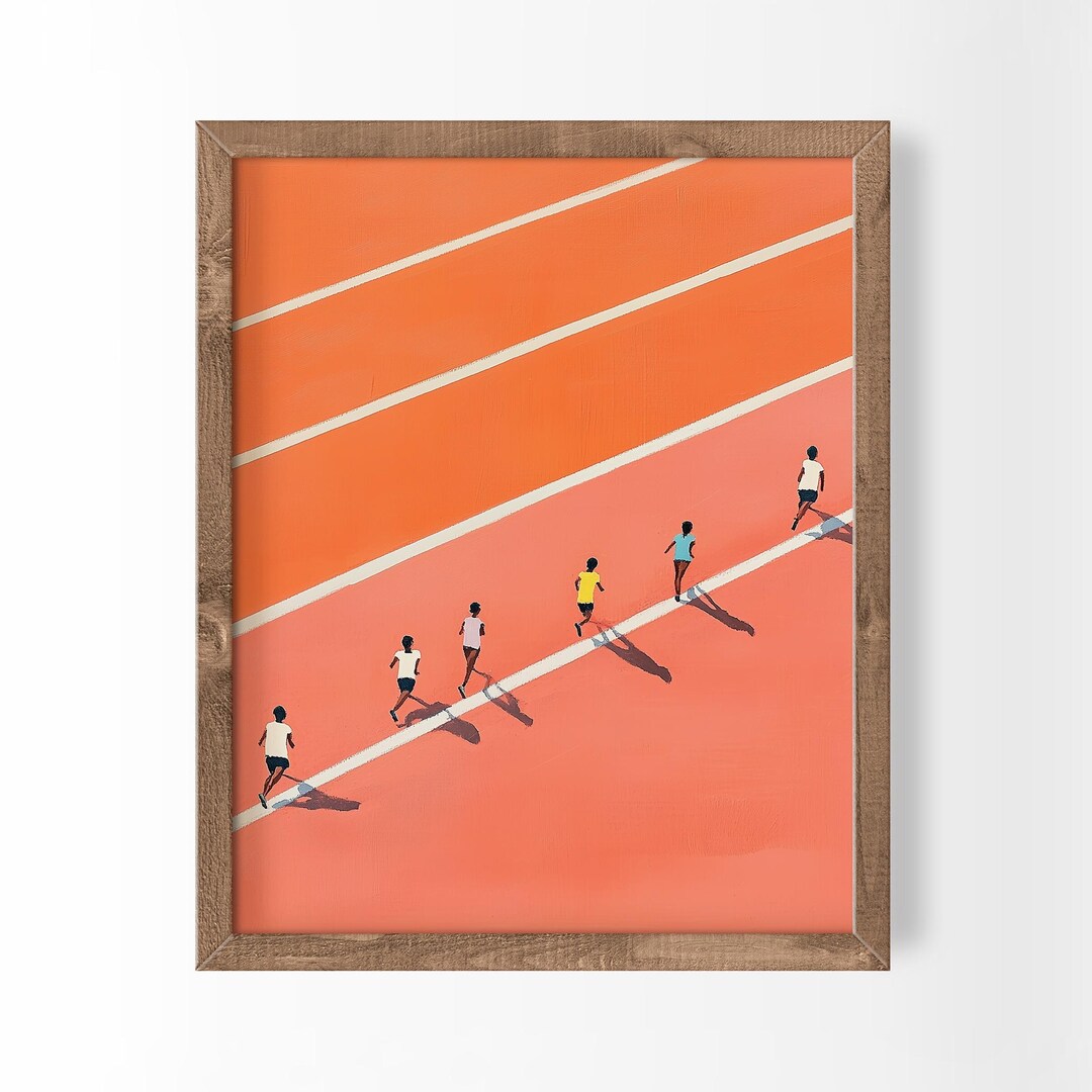 Minimalist Track and Field Art Print: Running Race Scene (digital ...